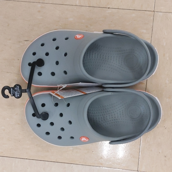 CROCS | Shoes | Nwt Crocs Crocband Gray Orange Clog Slipons | Poshmark